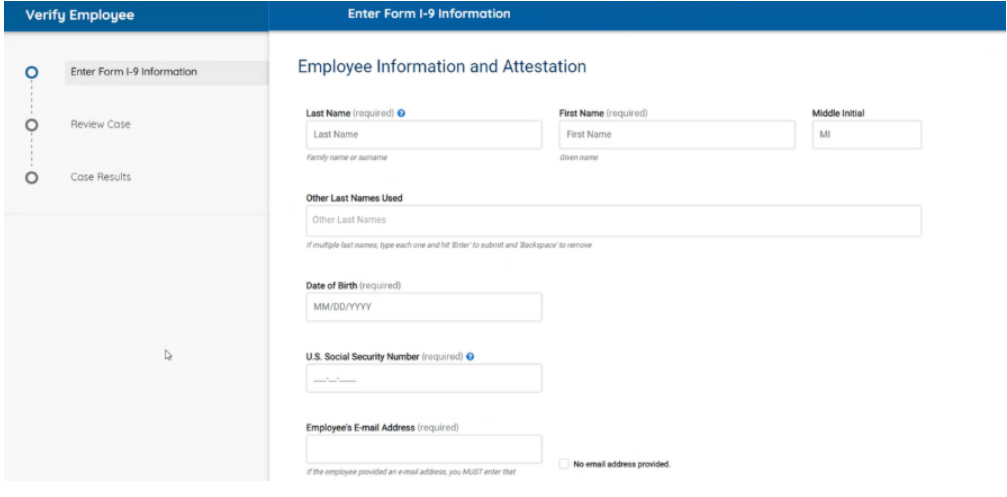 E-Verify Submission Process (Outside HRIS)